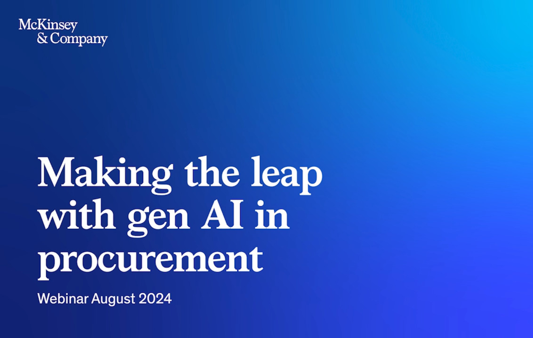 Making the leap with gen AI in procurement recording - McKinsey Talks ...